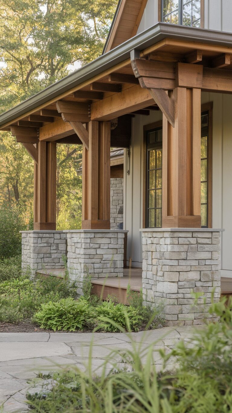 17 Stunning Cedar Post Stone Porch Ideas to Transform Your Home