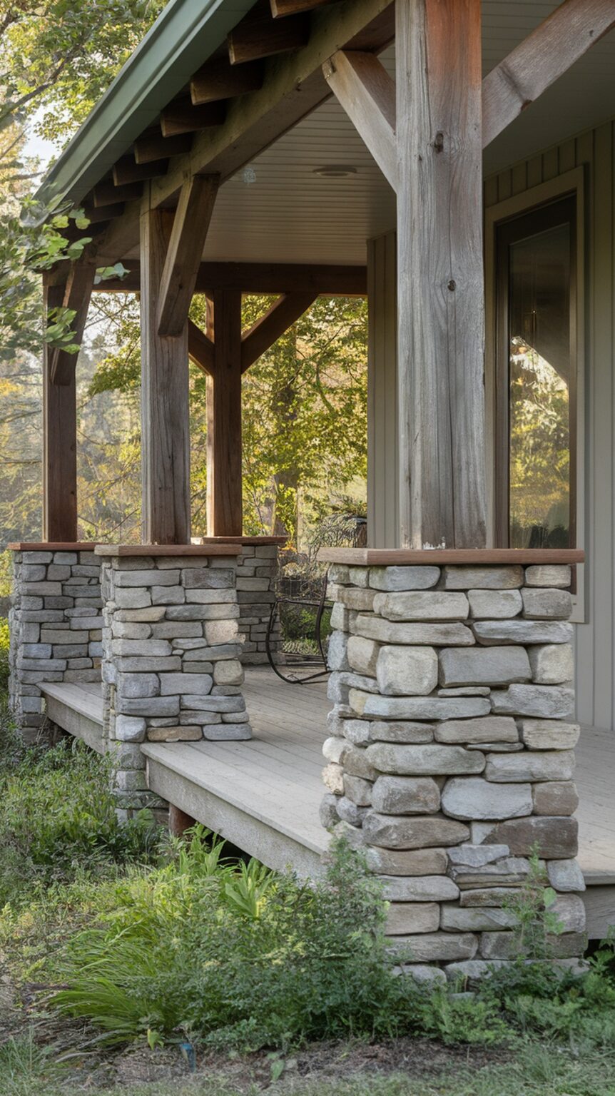 17 Stunning Cedar Post Stone Porch Ideas to Transform Your Home
