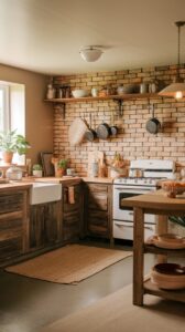 17 Stunning Farmhouse Kitchen Brick Backsplash Ideas