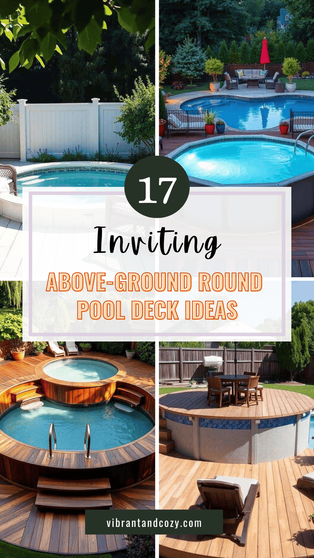 17 Inviting Above-Ground Round Pool Deck Ideas For A Cozy Backyard Retreat}